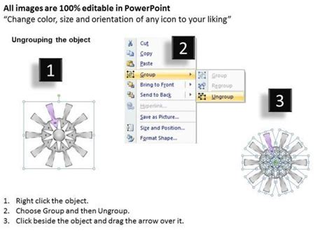 10 Converging Steps Of A Single Process Circular Flow Chart PowerPoint Templates