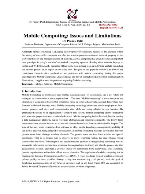 Issues In Mobile Computing Pdf Mobile Computing Mobile Phones