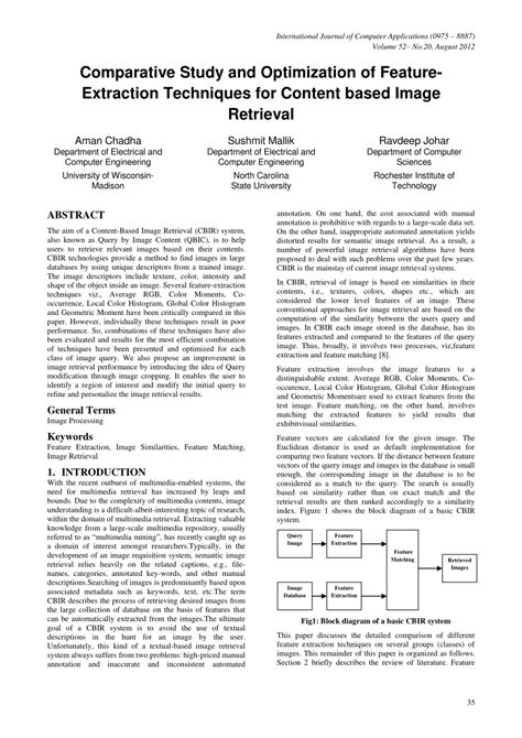 PDF Comparative Study And Optimization Of Feature Extraction Techniques For Content Based