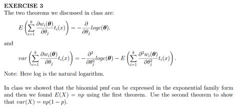 exercise 3 the two theorems we discussed in class