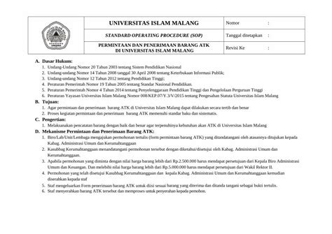 Pdf Standard Operating Procedure Sop Tanggal Ditetapkanbauk Unisma Ac Id Wp Surat