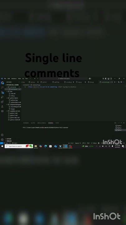 Single Line Comments In Python Pythontutorial Python Youtube