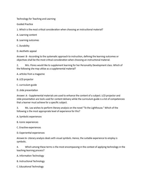 Technology For Teaching And Learning Pdf Educational Technology