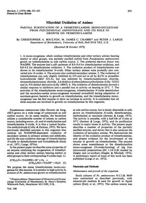 Pdf Microbial Oxidation Of Amines Partial Purification Of A Mixed