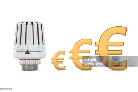 히터 온도 조절 장치 및 기호 유로 흰색 배경에 격리된 3d 그림 흰색 배경에 대한 스톡 사진 및 기타 이미지 흰색 배경 난방 온도 조절 장치 가격 Istock