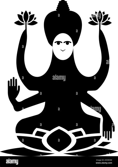 Lakshmi Goddess Icon Black Color Vector Illustration Image Flat Style Simple Stock Vector Image