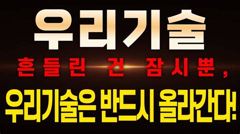 우리기술 주가전망 긴급 흔들림 끝 이제는 반등밖에 없다 Youtube
