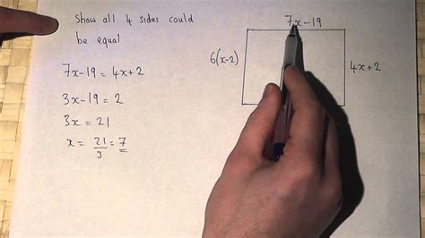Gcse Maths Algebra Solving Linear Equations Involving Rectangles And