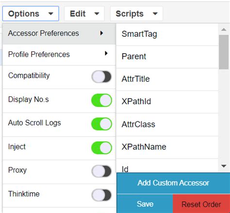 Test Designer IDE Top Section