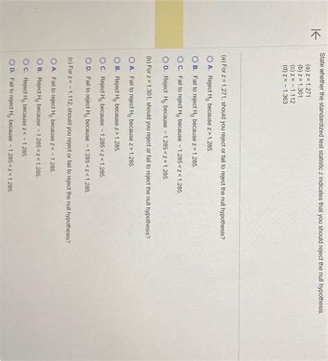 Solved State Whether The Standardized Test Statistic Z