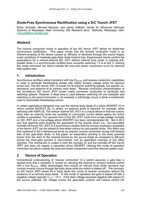 Diode Free Synchronous Rectification Using A Sic Trench Jfet Abstract 1