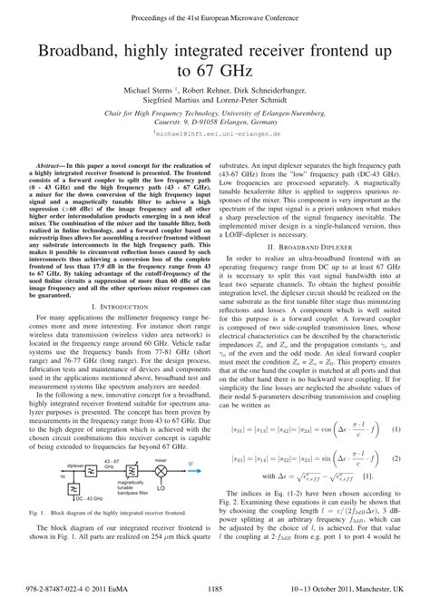 Pdf Broadband Highly Integrated Receiver Frontend Up To 67 Ghz