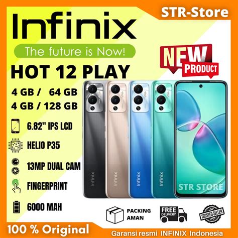 Jual INFINIX HOT 12 PLAY 4 128 GB HOT 12 PLAY 4 64 GB GARANSI RESMI INFINIX INDONESIA INFINIX
