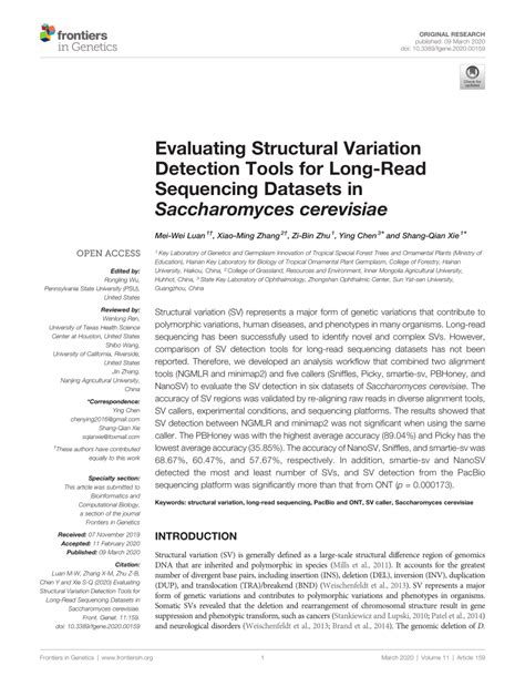 pdf evaluating structural variation detection tools for long read