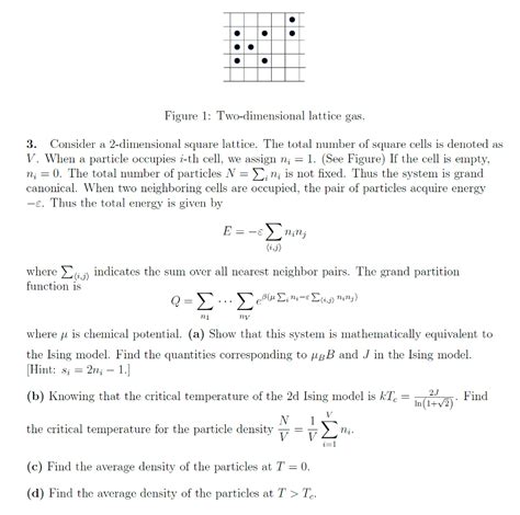 Figure I I Wo Dimensional Lattice Gas 3 Consider A