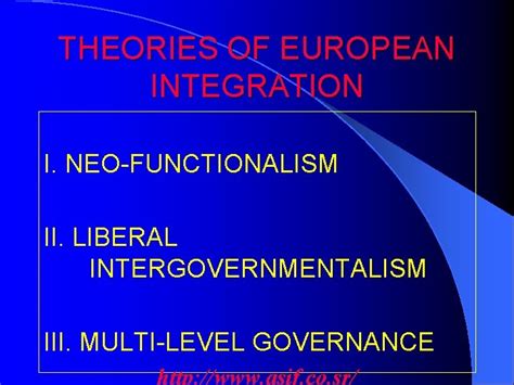 Theories Of European Integration I Neofunctionalism Ii Liberal