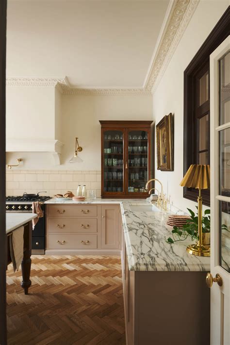 A Pink Devol Shaker Kitchen With A Glazed Pantry In An Edwardian House The Nordroom