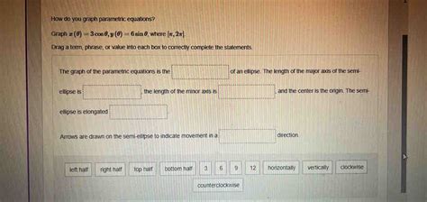 solved how do you graph parametric equations graph x θ 3cos θ y