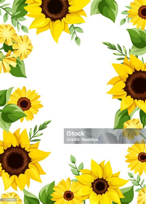 해바라기와 인사말 또는 초대 카드 디자인 벡터 일러스트레이션 해바라기에 대한 스톡 벡터 아트 및 기타 이미지 해바라기 벡터 배경 주제 Istock
