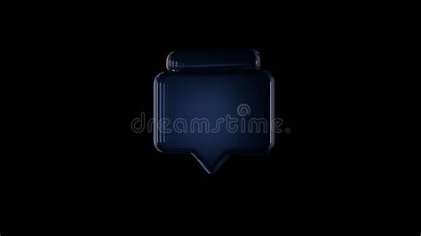 3d Rendering Glass Symbol Of Rectangular Chat Bubbles Isolated On Black With Reflection Stock