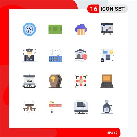 16 Universal Flat Colors Set For Web And Mobile Applications Stats Data Sport Chart Audio