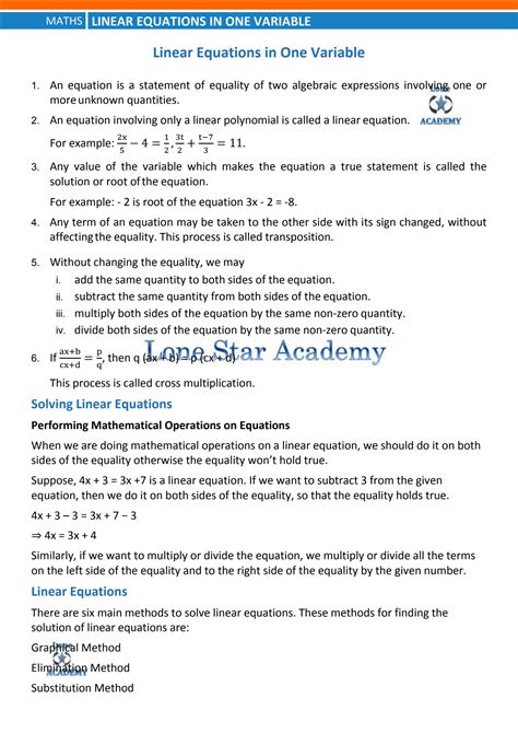 solution math chapter 2 linear equations in one variable practice exam