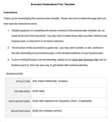 Business Development Plan Template Free Download