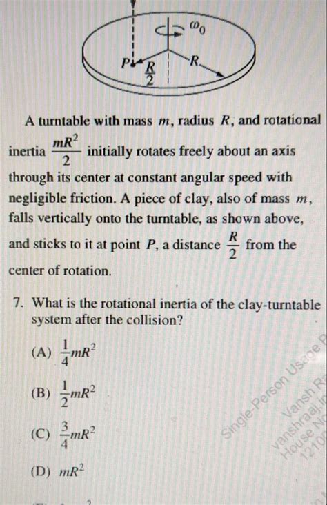[answered] a turntable with mass m radius r and rotational mr2 inertia kunduz
