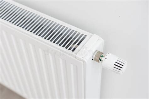 White Radiator With Temperature Control Valve Central Heating Battery Stock Image Image Of