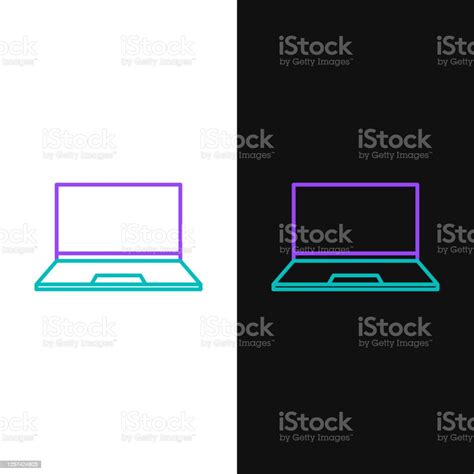 흰색과 검은색 배경에 격리된 라인 랩톱 아이콘입니다 빈 화면 기호가 있는 컴퓨터 노트북입니다 다채로운 개요 개념 벡터 0명에 대한 스톡 벡터 아트 및 기타 이미지 Istock
