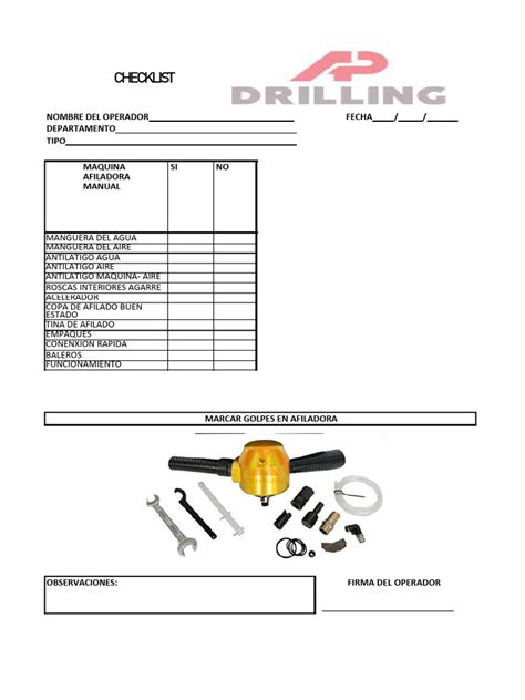 Check List Afiladora Pdf Tecnologías Automotrices Transporte Privado