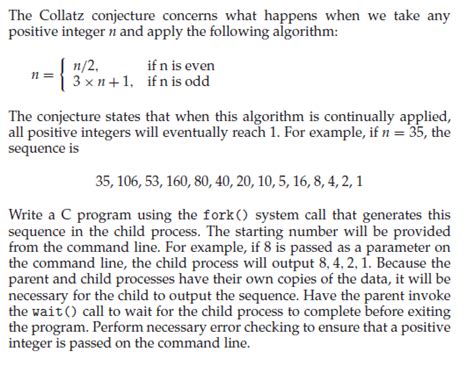 Solved The Collatz Conjecture Concerns What Happens When We