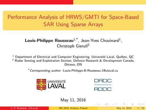 pdf performance analysis of hrws gmti for space based sar using