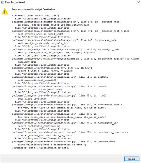 continuize valueerror need a distribution or data · issue 4801