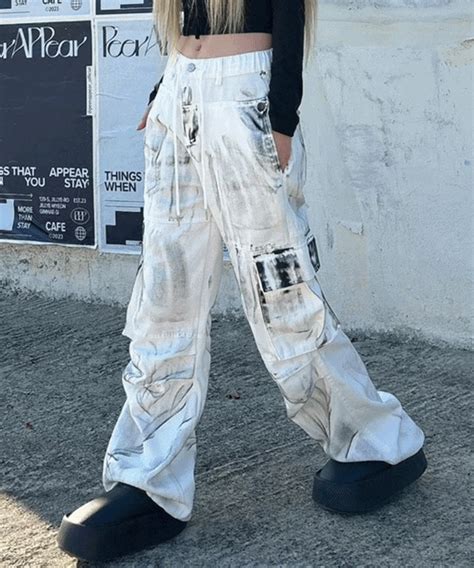 더티 워싱 카고 투웨이 스트링 조거 와이드 코튼 팬츠 에이블리