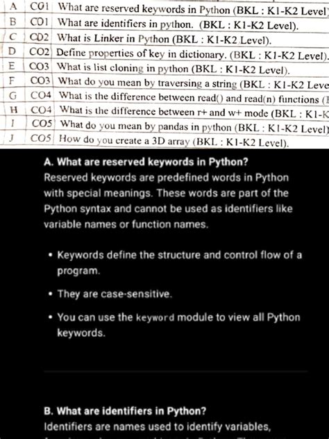 Python Keywords Identifiers And More Pdf Reserved Word Computer