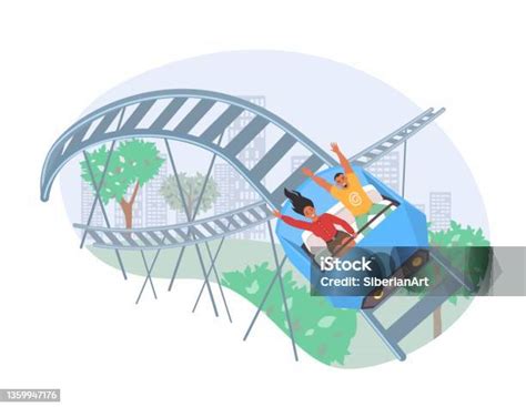 롤러 코스터 벡터 일러스트를 타고 있는 사람들 박람회장 놀이 공원 명소 엔터테인먼트 레저 활동 롤러코스터에 대한 스톡 벡터 아트 및 기타 이미지 Istock