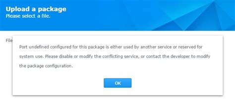can not be installed on ds416 port undefined or used by other service