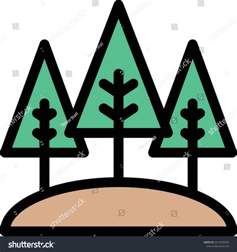 Trees Vector Line Colour Icon Stock Vector Royalty Free Shutterstock