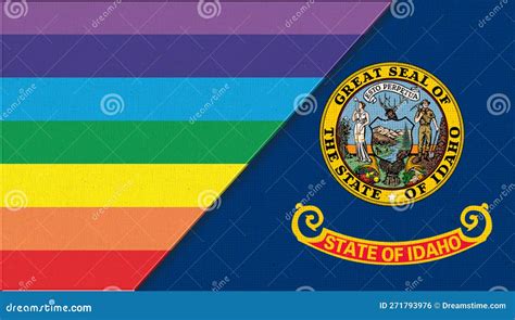 Flags Of Idaho And Lgbt Sexual Concept Flag Of Sexual Minorities Stock Illustration
