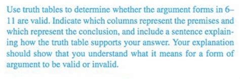 Answered 11 P Q V R P V R Use Truth Tables To Determine Whether The Argument Forms In