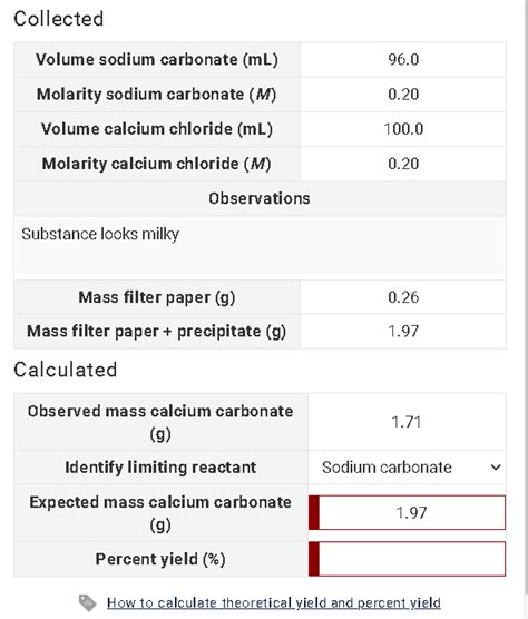 Solved How To Calculate Theoretical Yield And Percent Yield Chegg