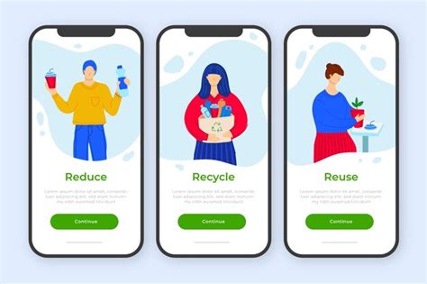 재활용을위한 온 보딩 앱 개념 무료 벡터