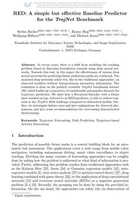 Pdf Red A Simple But Effective Baseline Predictor For The Trajnet