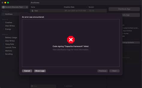 Bug Publishing Ios App Gives Error Code Signing Capacitorframework