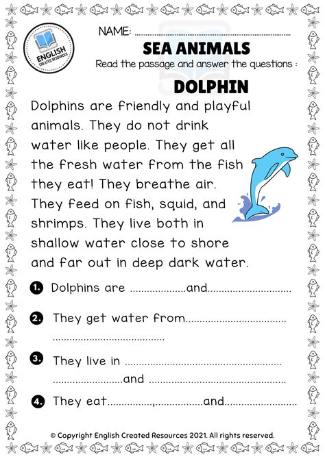 Ocean Reading Comprehension Worksheets Reading Comprehension Worksheets