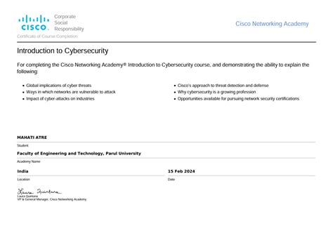 completed cisco networking academy® course mahati atre posted on the topic linkedin