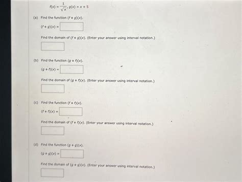 Solved F X X1 G X X 5 A Find The Function F∘g X