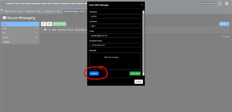 add event to send sms from secure messaging · issue 6593 · openemr