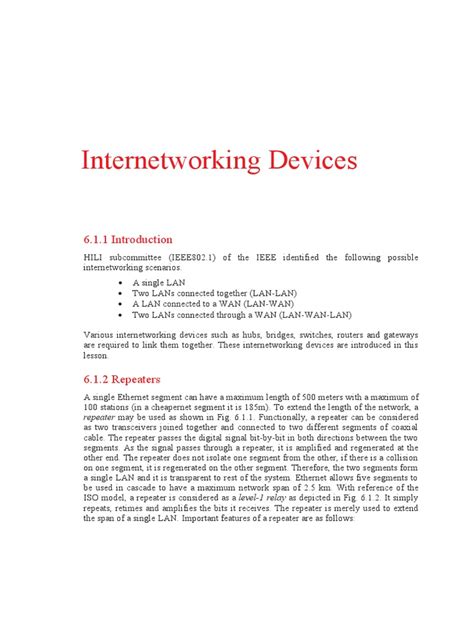 Internetworking Devices Pdf Network Switch Routing